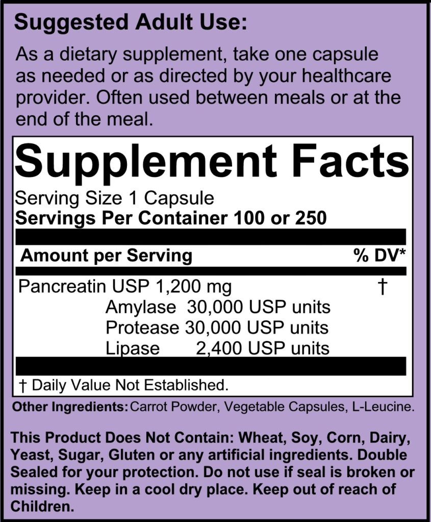 Pancreatin 1200mg – Time Honored Formulas